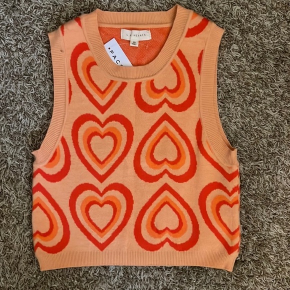 PacSun | Tops | Orange Heart Tank Top | Poshmark